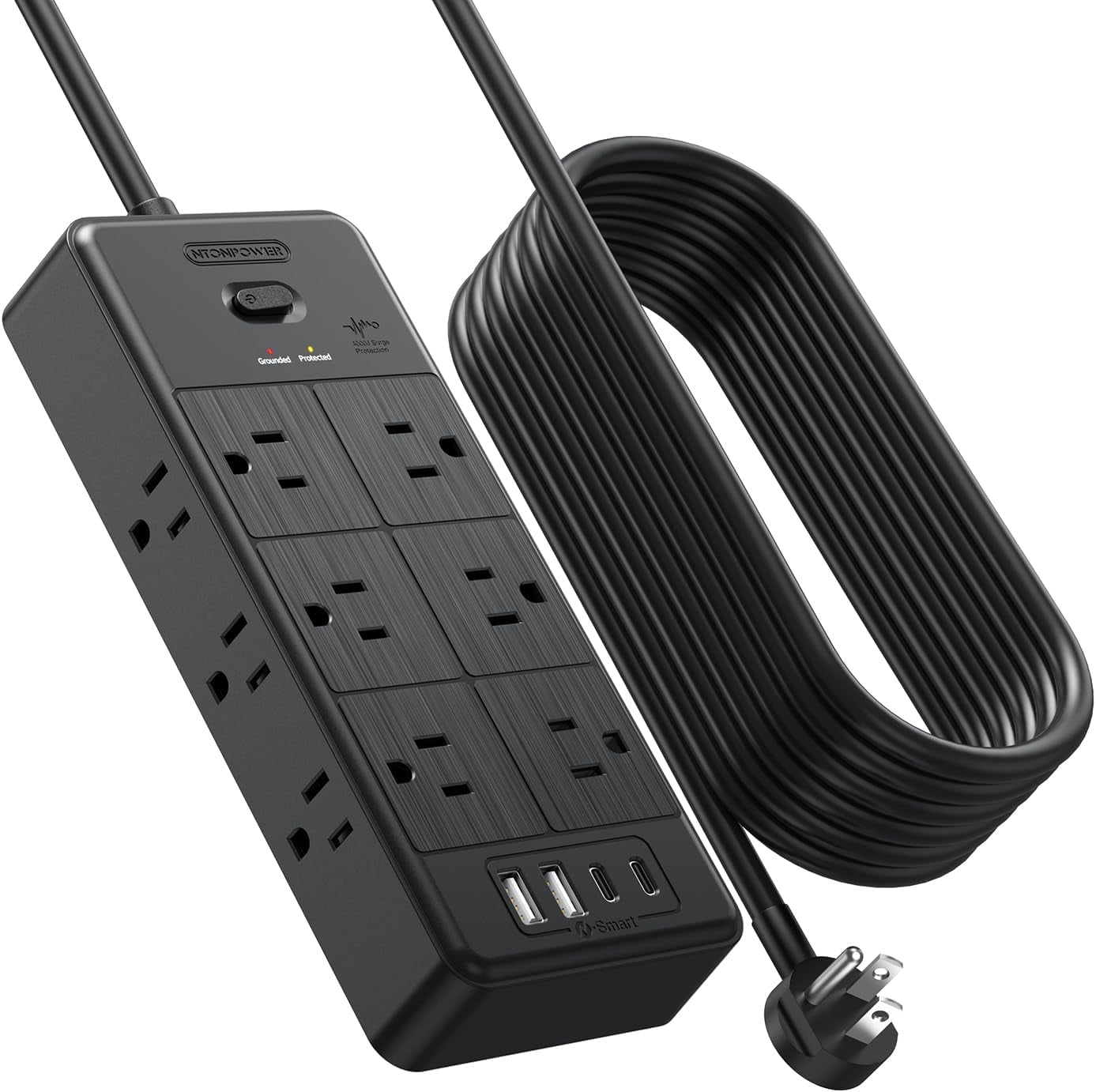 Long Cord Power Strip 10 FT, 3 Prong Extension with 12 Outlets & 4 USB ...