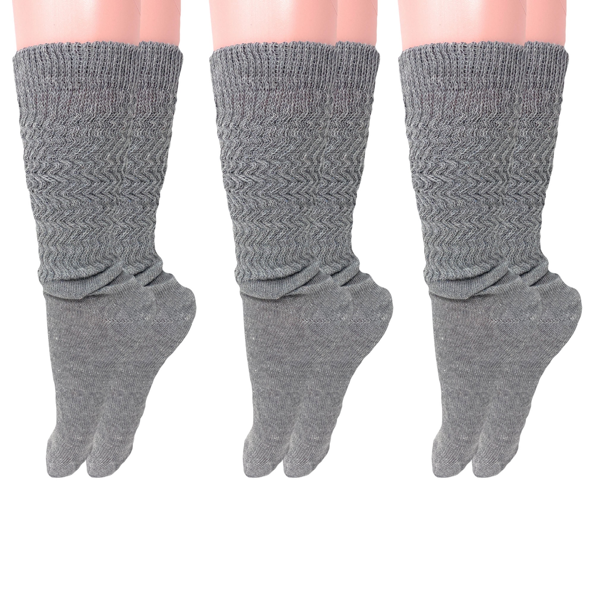 Long Cotton Lightweight Slouch Socks 3 PAIRS Gray Boot Socks Size 9-11 ...