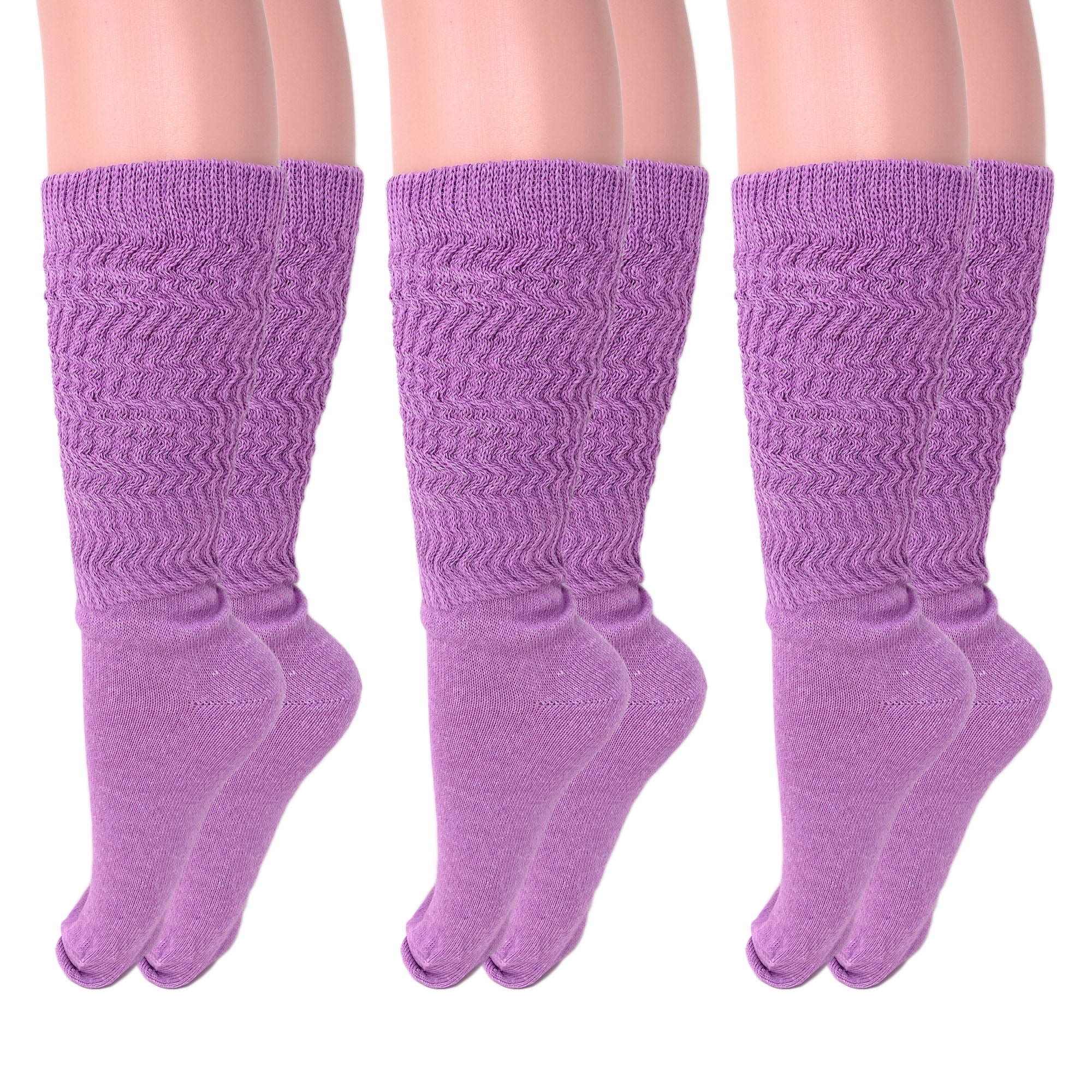 Long Cotton Lightweight Slouch Socks 3 PAIRS Lavender Boot Socks Size 9 ...