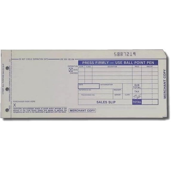 Long Credit Card Sales Slips (Pack of 100) - Walmart.com