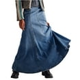 Long Denim Skirts for Women Plus Size Floor Length A Line Flared Maxi ...