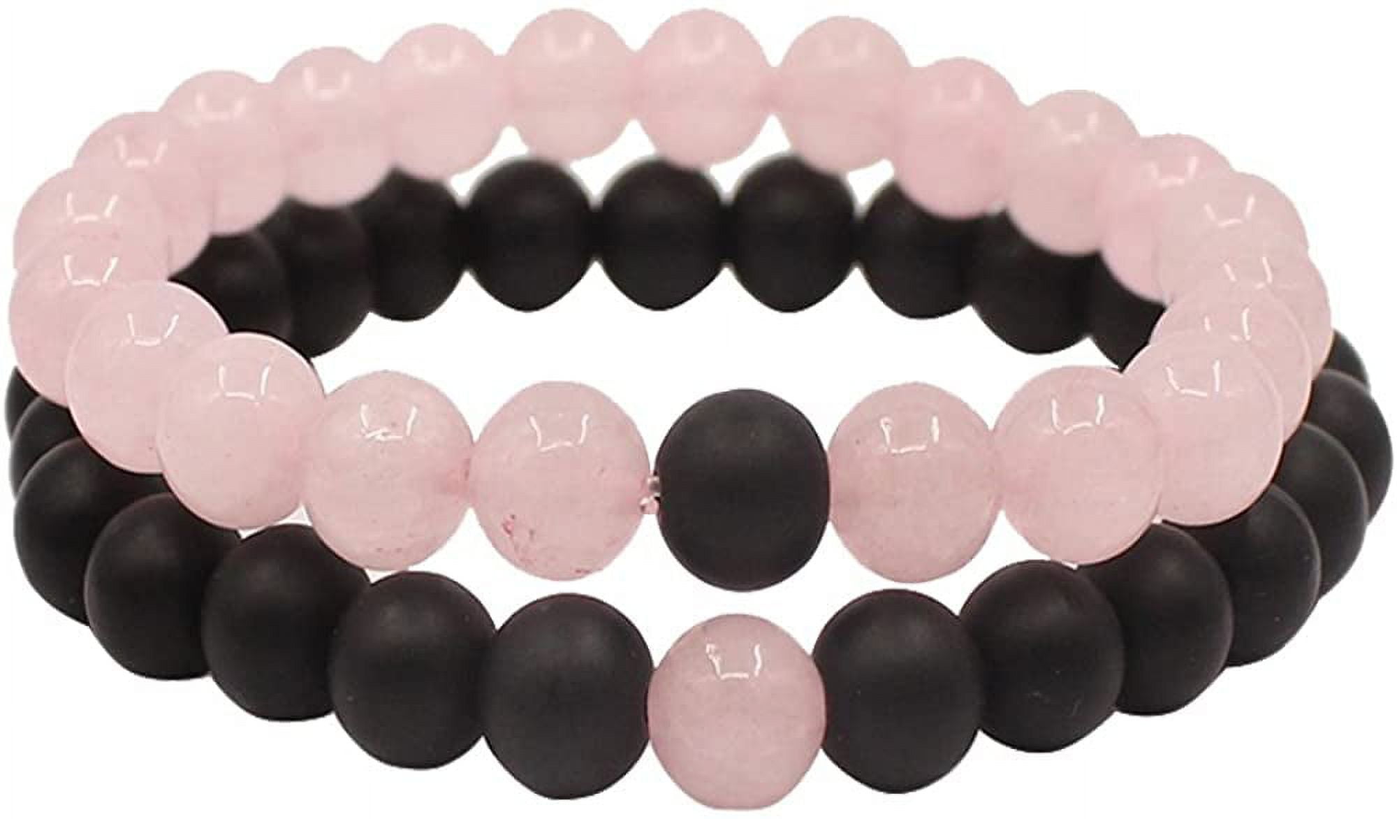 Long Distance Bracelets For Couples, His And Hers Black Onyx Turquoise ...