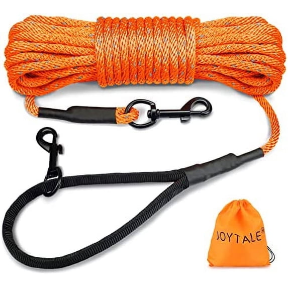 Long Dog Training Leash, 50FT Tie Out Rope Check Cord with Padded ...