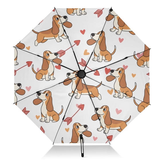 Long Eared Dog Pattern Umbrella Folding Sun Umbrella Travel Auto Open ...