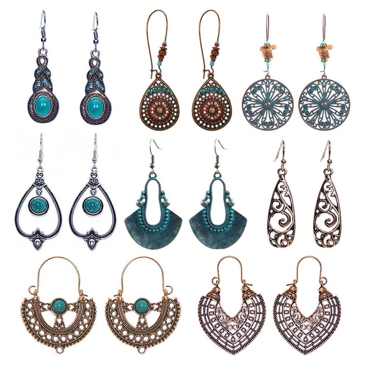 Kabuer Boho Earrings for Women, Vintage Drop Dangle Earrings, 8 Pairs ...