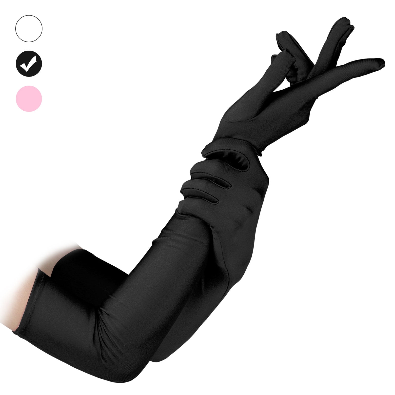 Long Elbow Satin Gloves, Women's Wedding Gloves, 21inch Stretchy 1920s ...