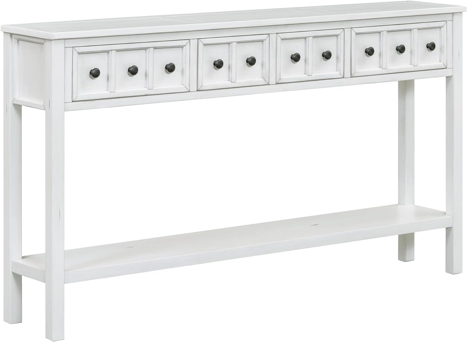 Long Entryway Console Table with 2 Different Size Storage Drawers and ...