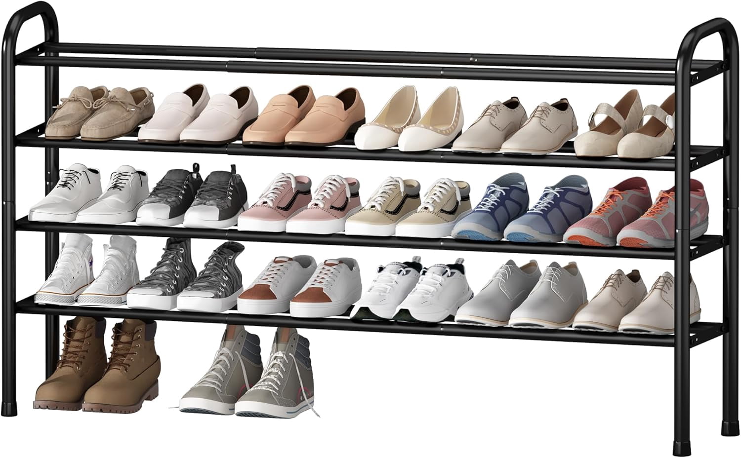 Long Expandable Shoe Rack 4-Tier, Adjustable Length 33.7”–47.5” Shoe ...
