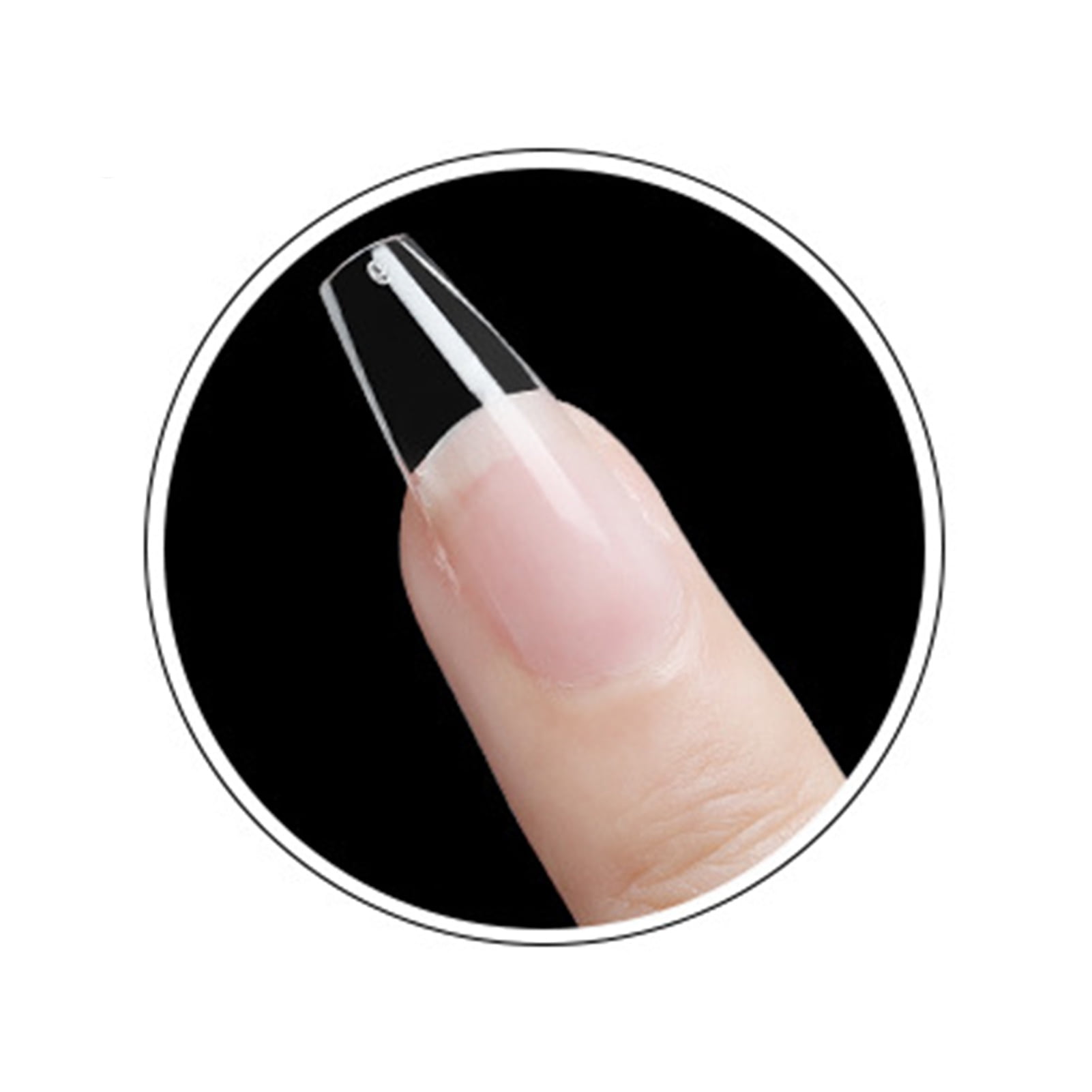 Long Fake Nails - Clear Acrylic Nails Coffin Shaped Ballerina Nails ...