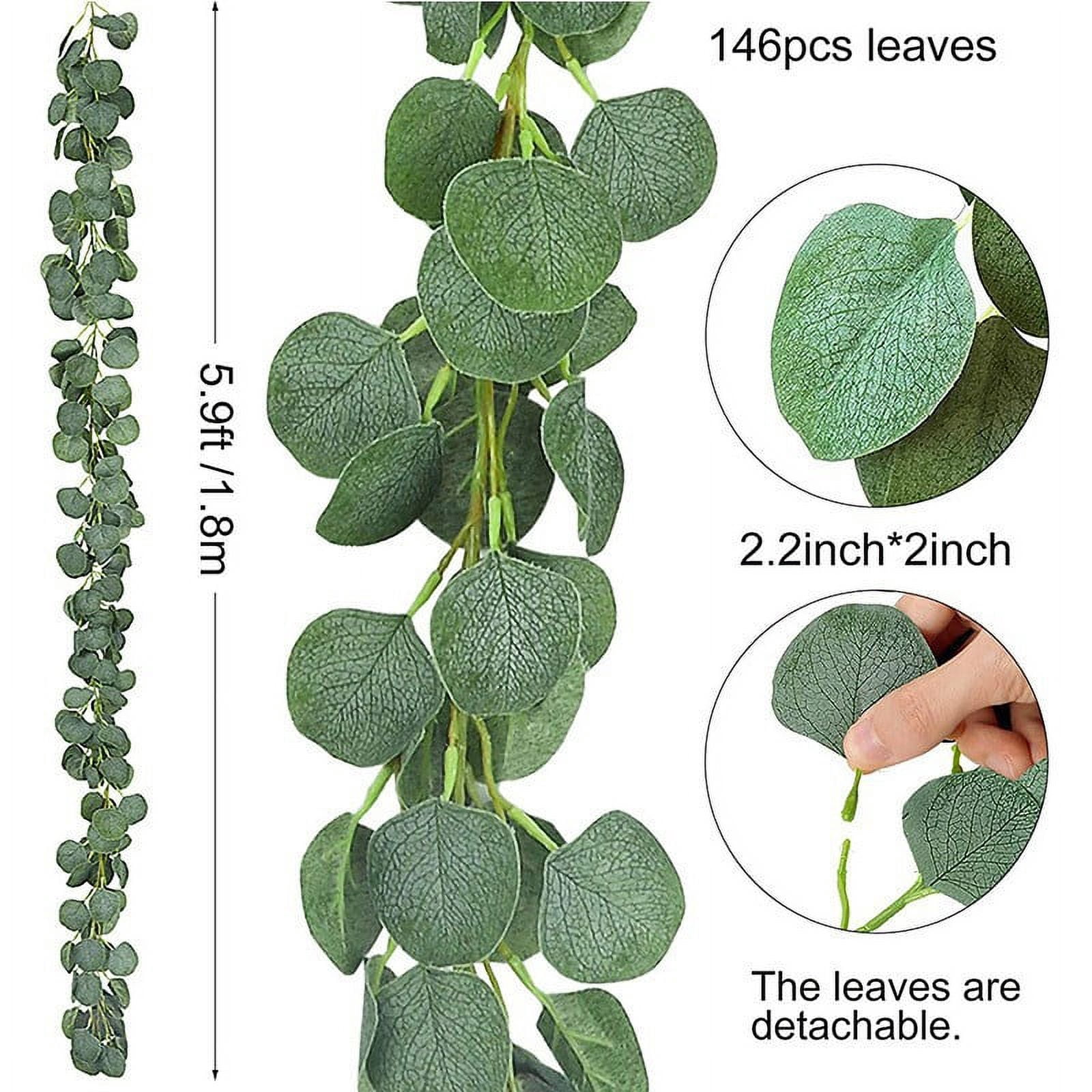 Long Faux Leaves Greenery Artificial Silver Dollar Eucalyptus Garland ...