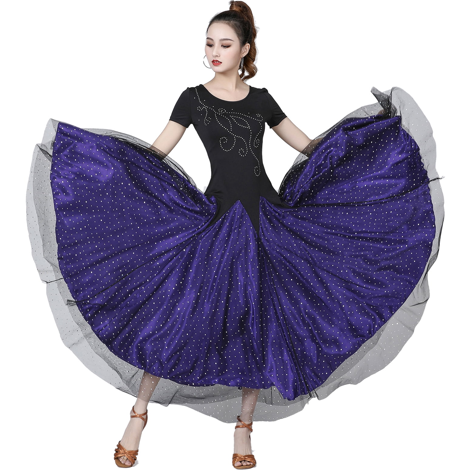 Long Flamenco Viennese Waltz Ballroom Dance Practice Wear Dresses ...