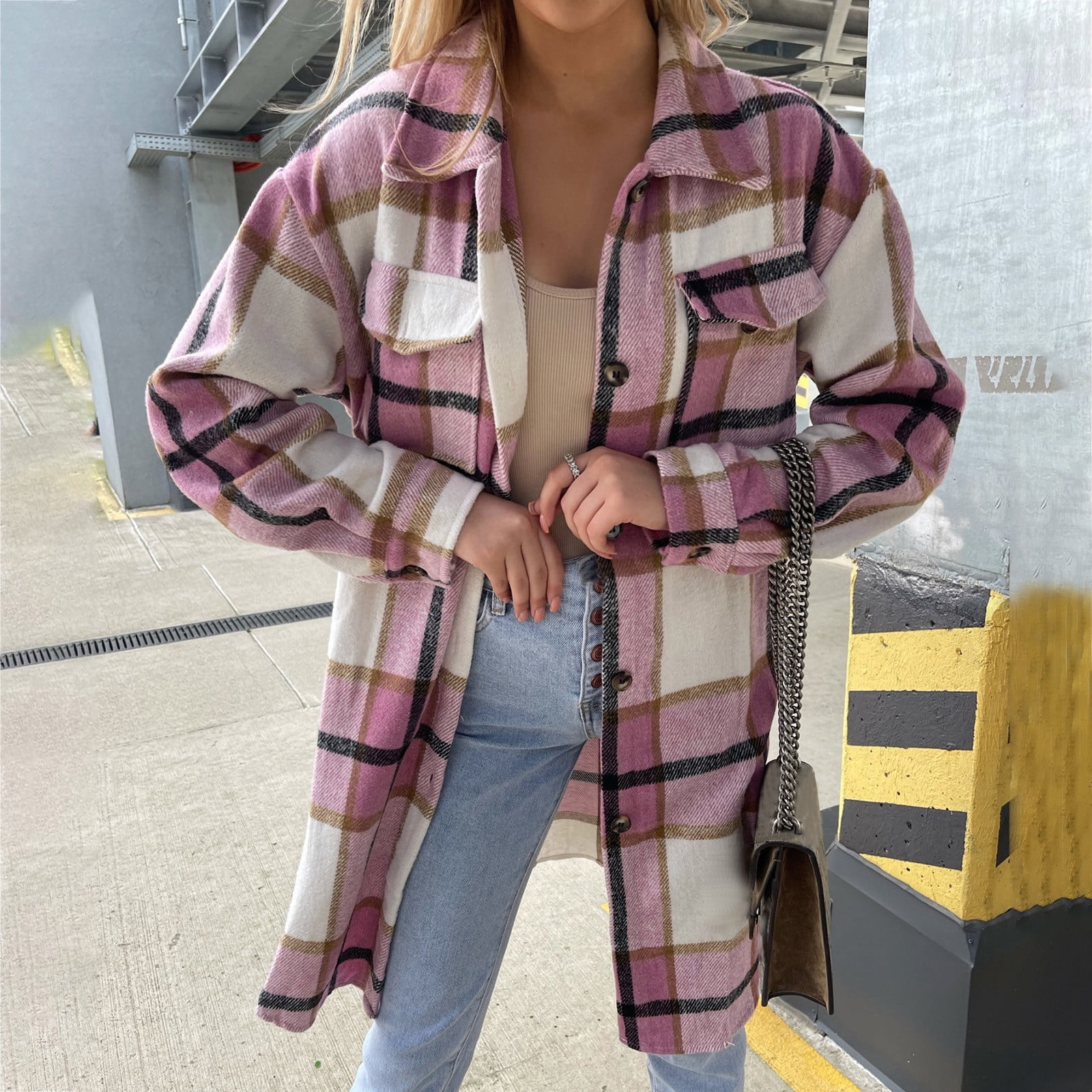 Long Flannel Shirts for Women,Womens Flannel Plaid Long Shirt Jacket ...