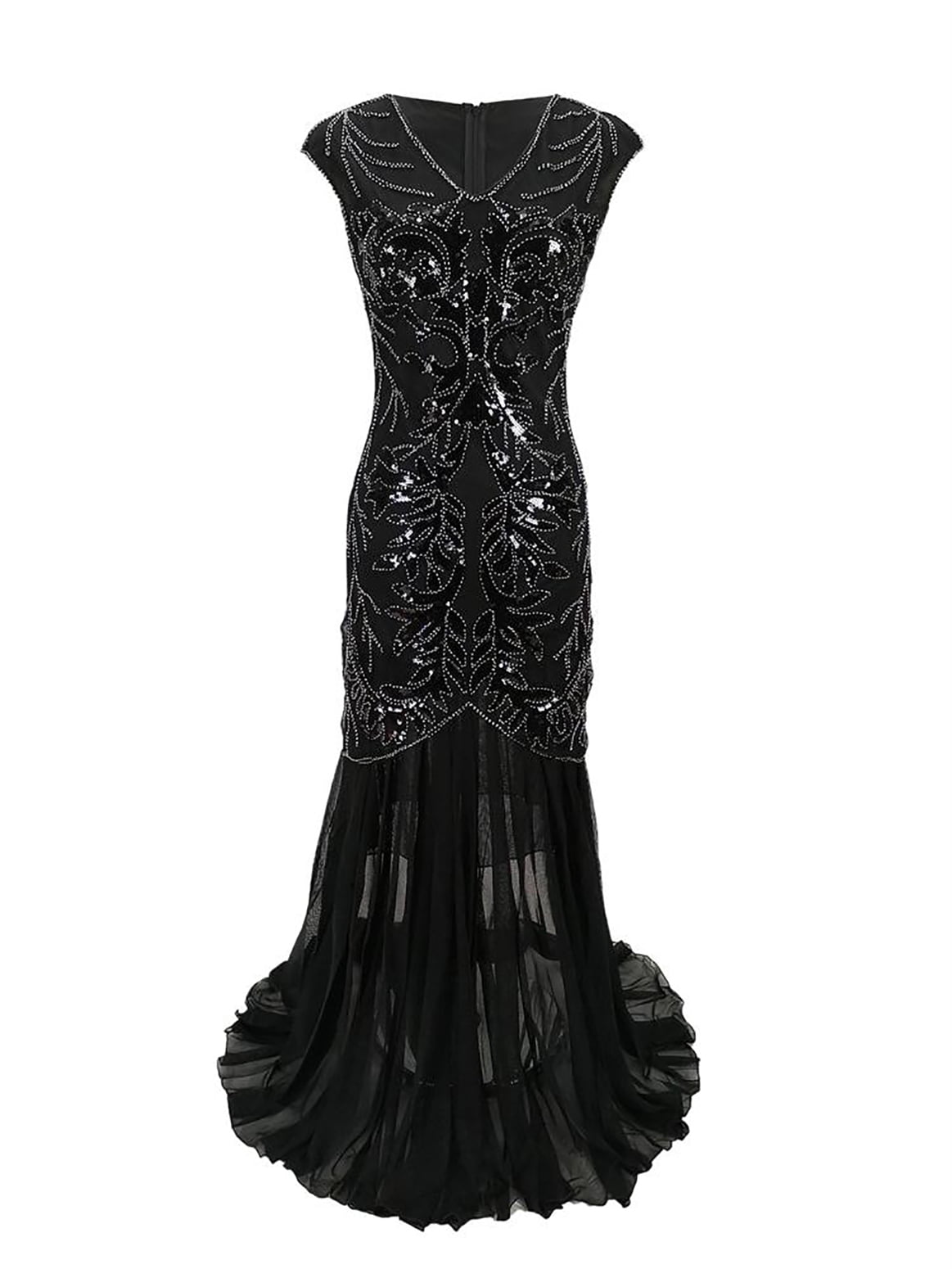 Long Flapper Evening Dress Roaring 20S 1920S Sequin Maxi Flapper Themed ...