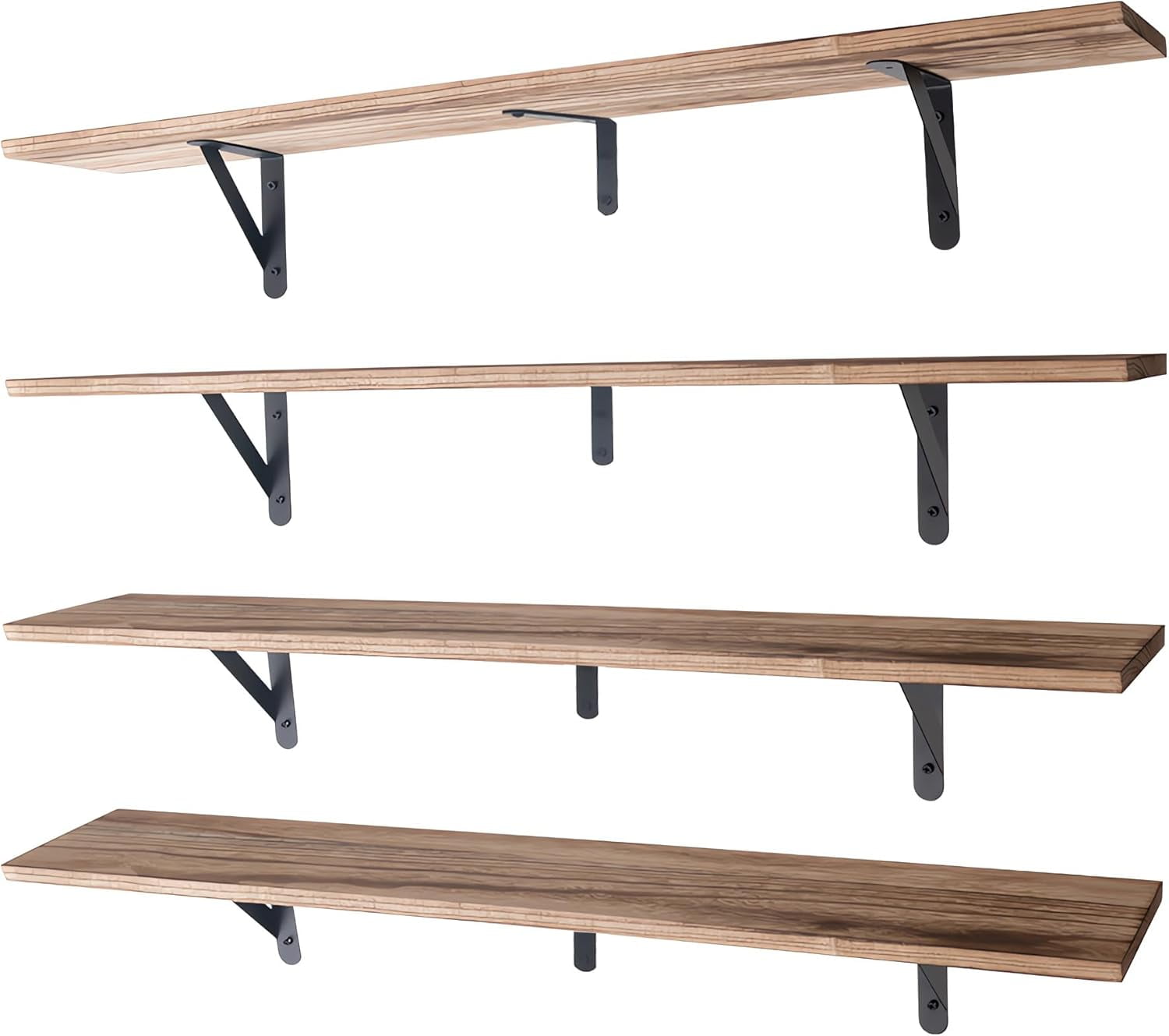 Long Floating Shelves for Books, Wall Hanging Bookshelf Set of 4 ...