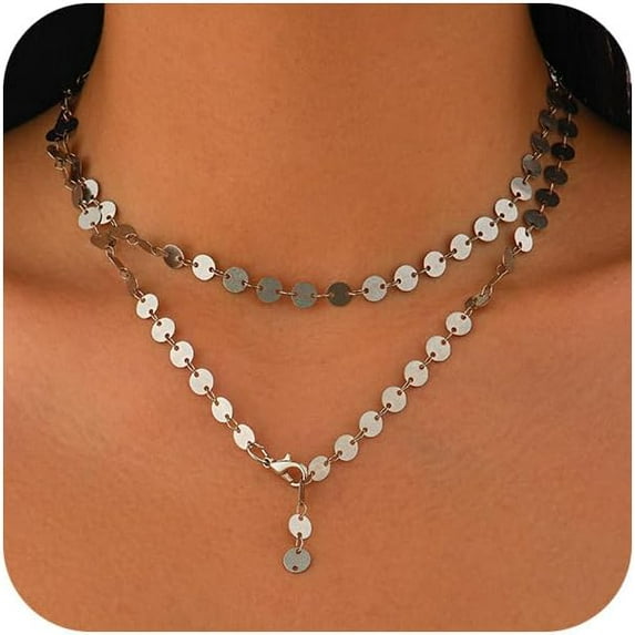 Long Gold Disc Lariat Pendant Y Necklaces for Women Minimalist Silver ...