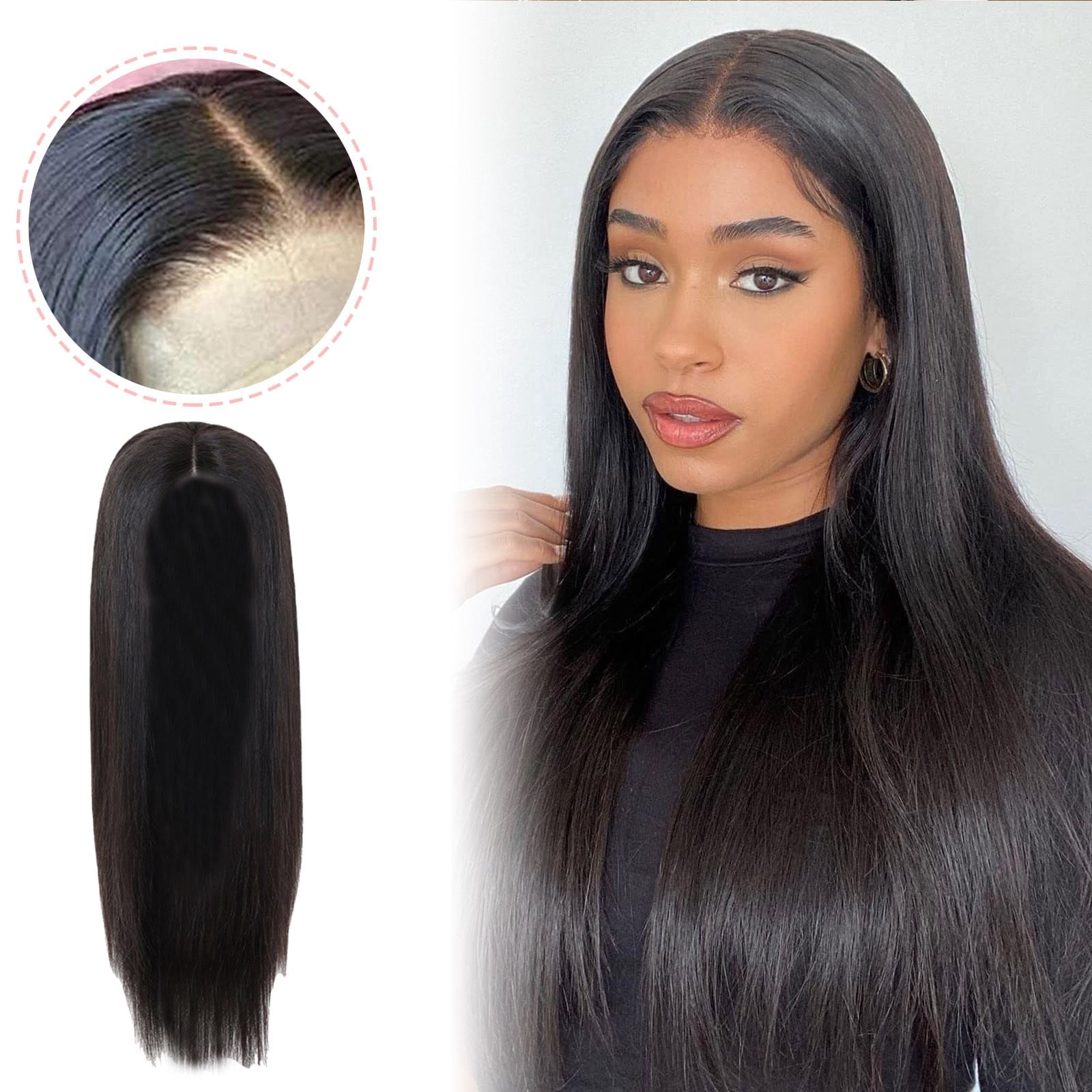 Long Gradient Golden Wavy Synthetic Hair Wig with Natural 26 Inch Heat ...