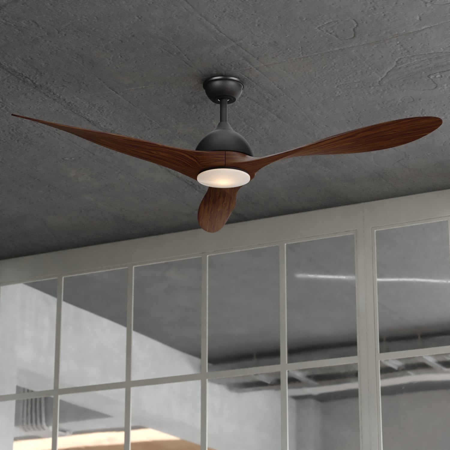 Long Grove 56 in. Black Deep Walnut Blades, Contemporary Ceiling Fan ...