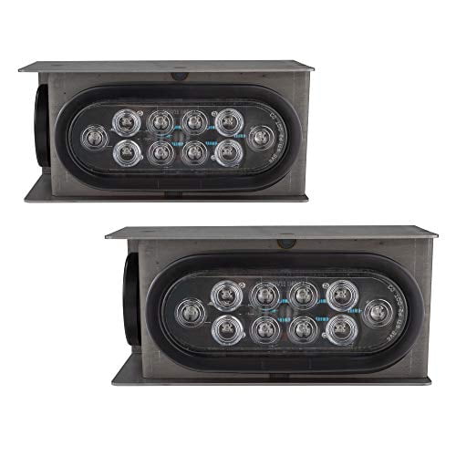 Long Hail Trailer Truck HD Steel Housing Box Clear/Red LED 6" Oval Light | 2" Round Light ...