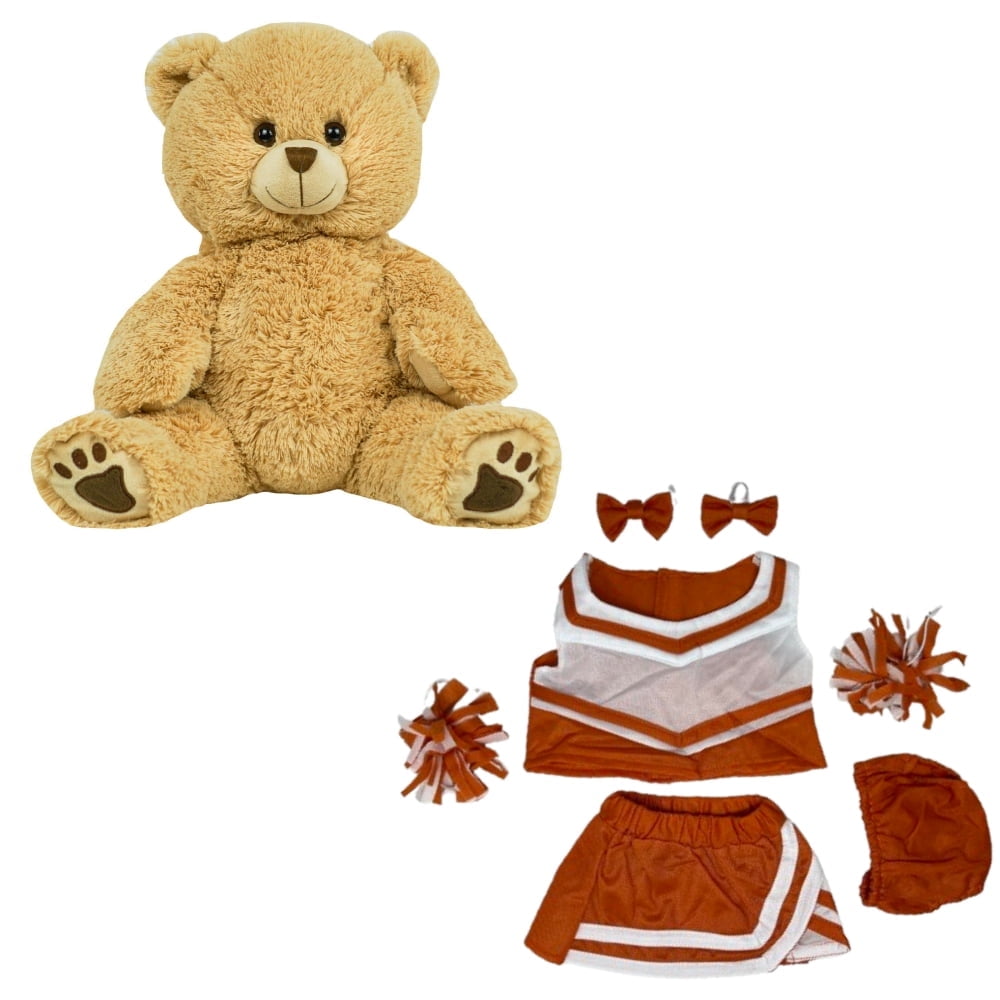 Long Hair Bear 16-Inch Plush Toy in Cheerleader Outfit - Orange and ...