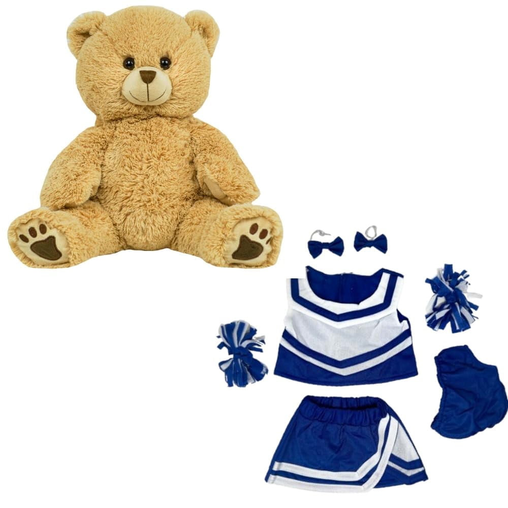 Long Hair Bear 16-inch Stuffed Toy in Royal and White Cheerleader ...
