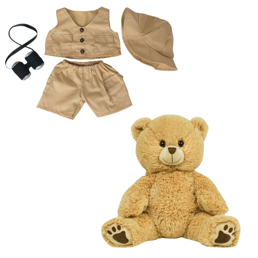 Long Hair Bear 16 Inch with Safari Outfit Stuffed Animal – Jungle ...