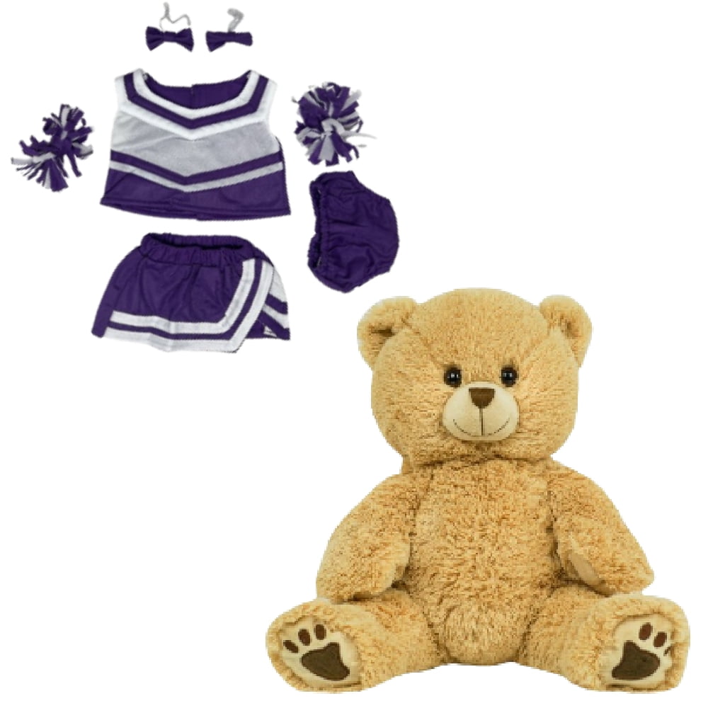 Long Hair Bear 16-inch Stuffed Toy in Purple & White Cheerleader Outfit ...