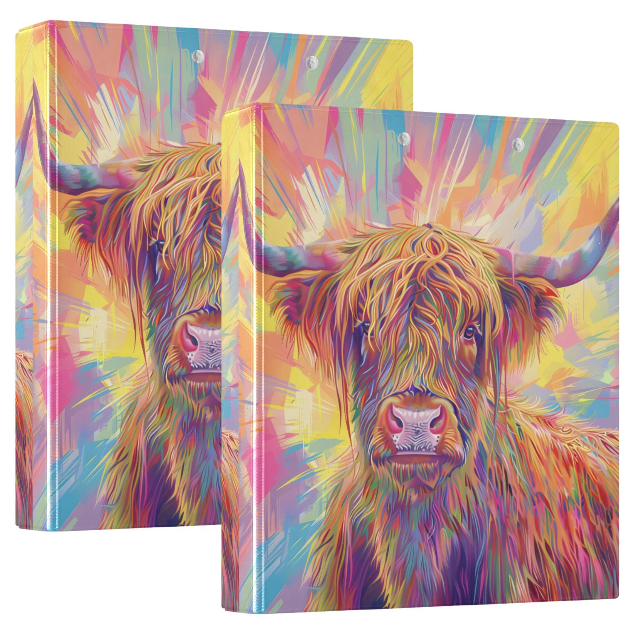 Long Hair Highland Cow Cattle Hardcover 3 Ring Binder 1.5” Round Rings ...