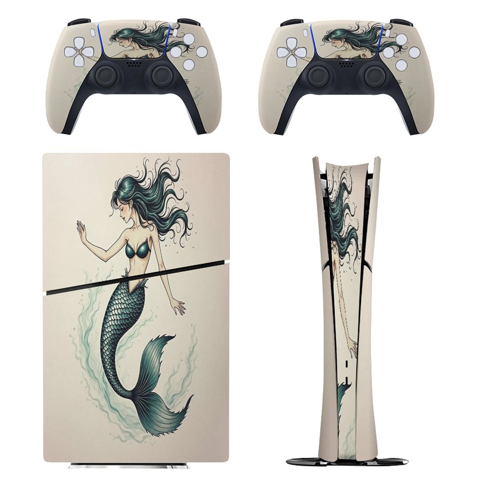 Long Hair Mermaid PS5/PS5 Slim Digital Disc Skin Sticker For Console ...
