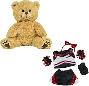 Plush Gear Rhodes the Long Hair 16" Bear Plush Toy with Metallic Red ...