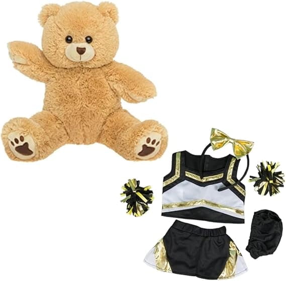 New Long Hair Teddy Bear Stuffed Toy Dressed in Metallic Gold & Black ...