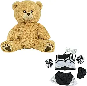 New 16-inch Long Hair Teddy Bear Plush Toy in Metallic Silver & Black ...