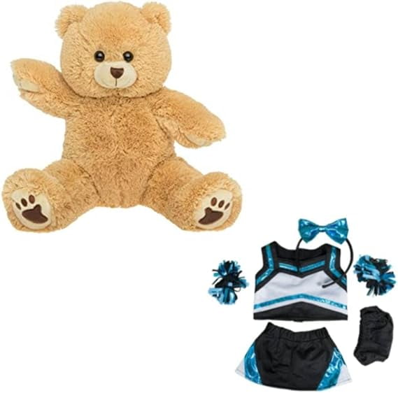 New Long Hair Teddy Bear Stuffed Toy Dressed in Metallic Teal & Black ...