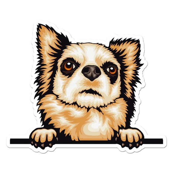Long Haired Chihuahua Sticker Phone Decal Water Bottle Stickers Car ...