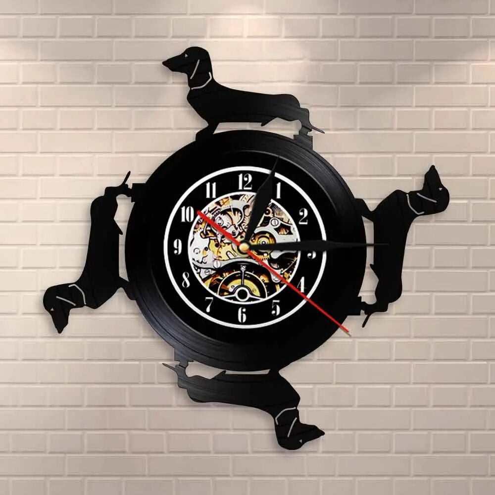 Long Haired Dachshund Dachshund Wiener Dog Vinyl Wall Clock,Vinyl ...