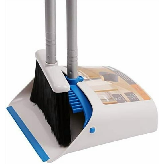 Long Handle Broom and Dustpan Set,Upright Dust Pan Combo for Home ...