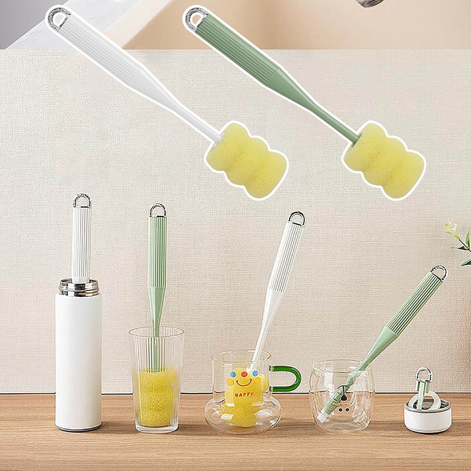 Long Handle Cup Cleaning Brush Set 31.5" 3-in-1 Bottle Brush with ...