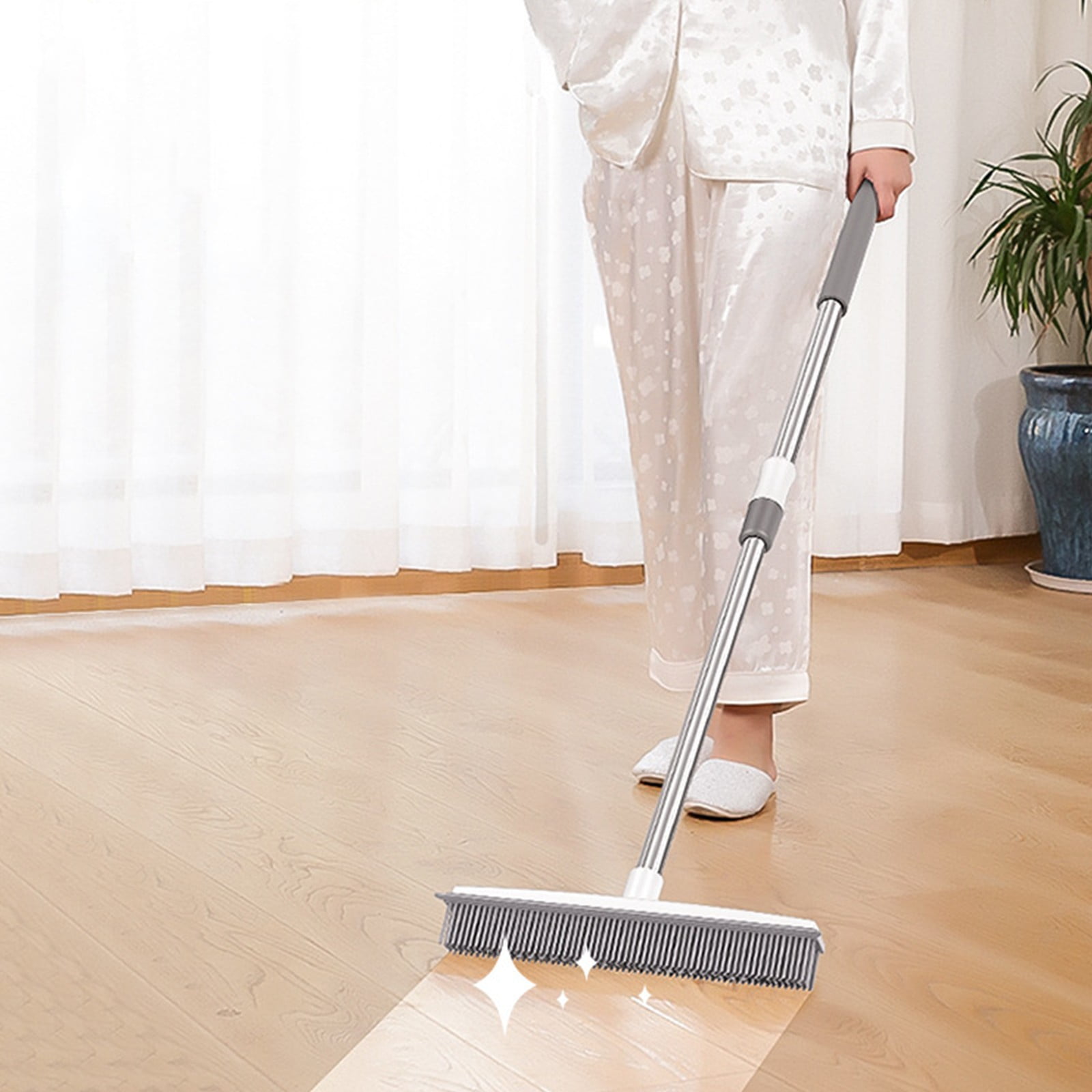 Long Handle Floor Cleaning Brush, 48" Stainless Steel Carpet Hair ...