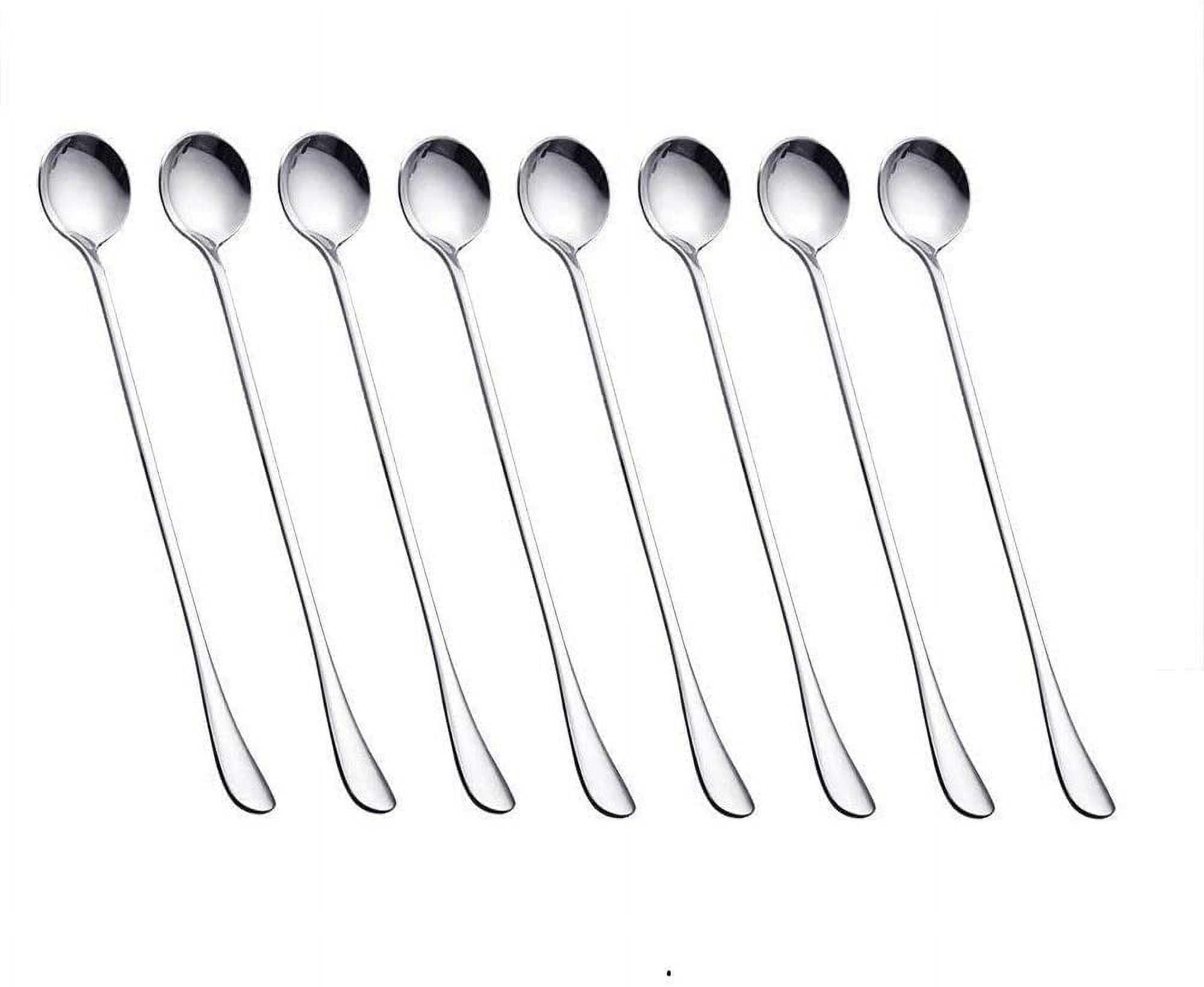 Long Handle Ice Cream Spoon Sets, COMIART Stainless Steel Flat Head ...