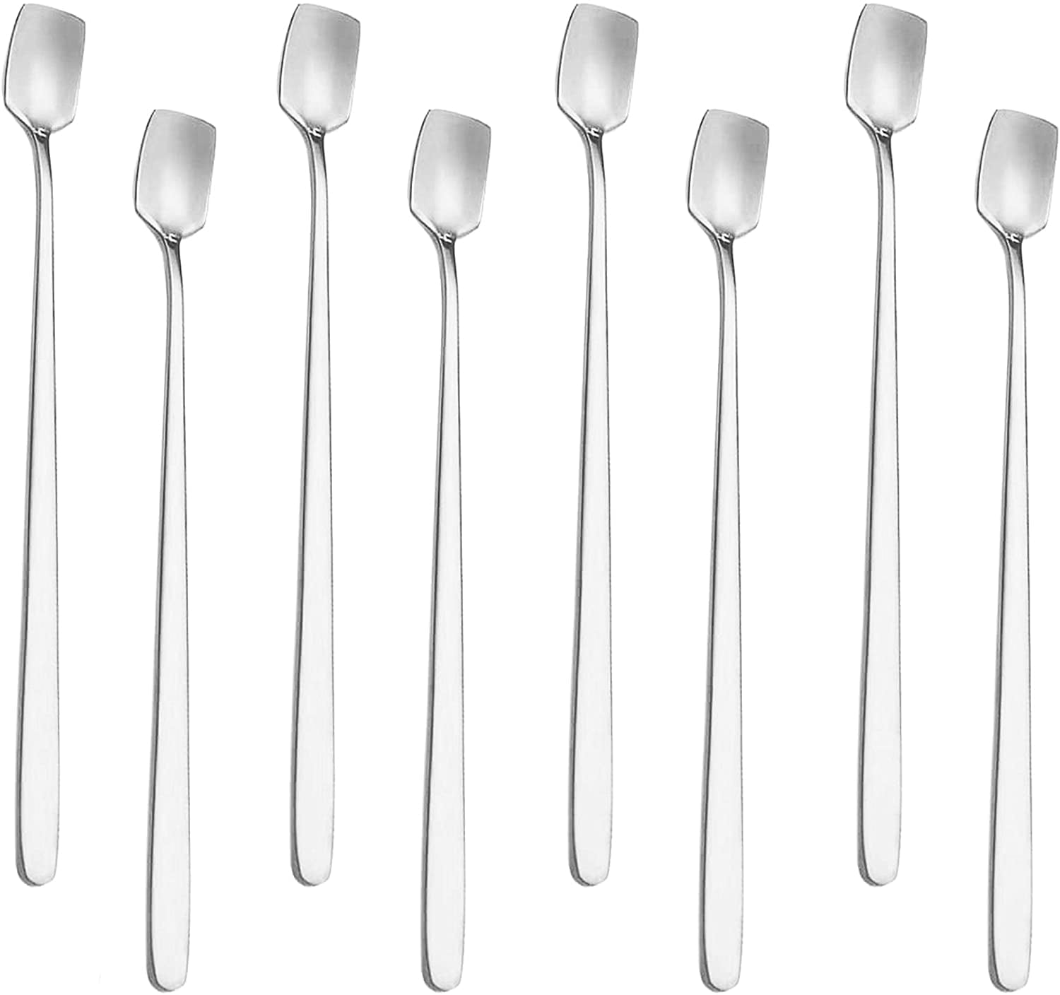 Long Handle Iced Teaspoon 8-Piece, 7-Inch Stainless Steel Mixing ...