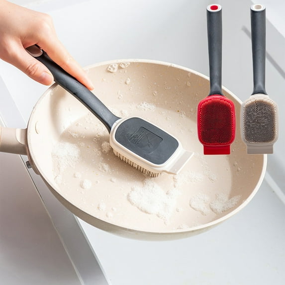 Long Handle Kitchen Brush – Nonstick Pot Cleaning Tool | Multi-Surface ...