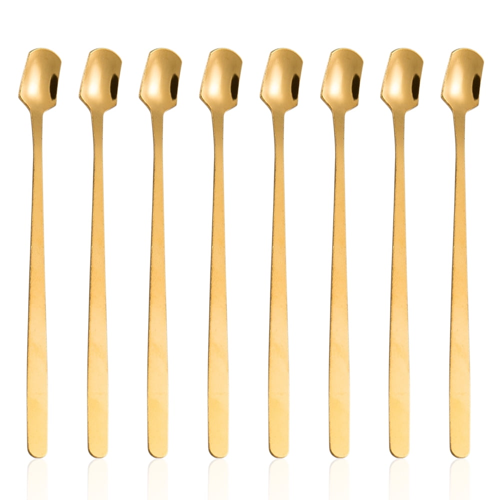 Long Handle Mixing Stirring Ice Tea Spoons, 14.5CM Stainless Steel ...