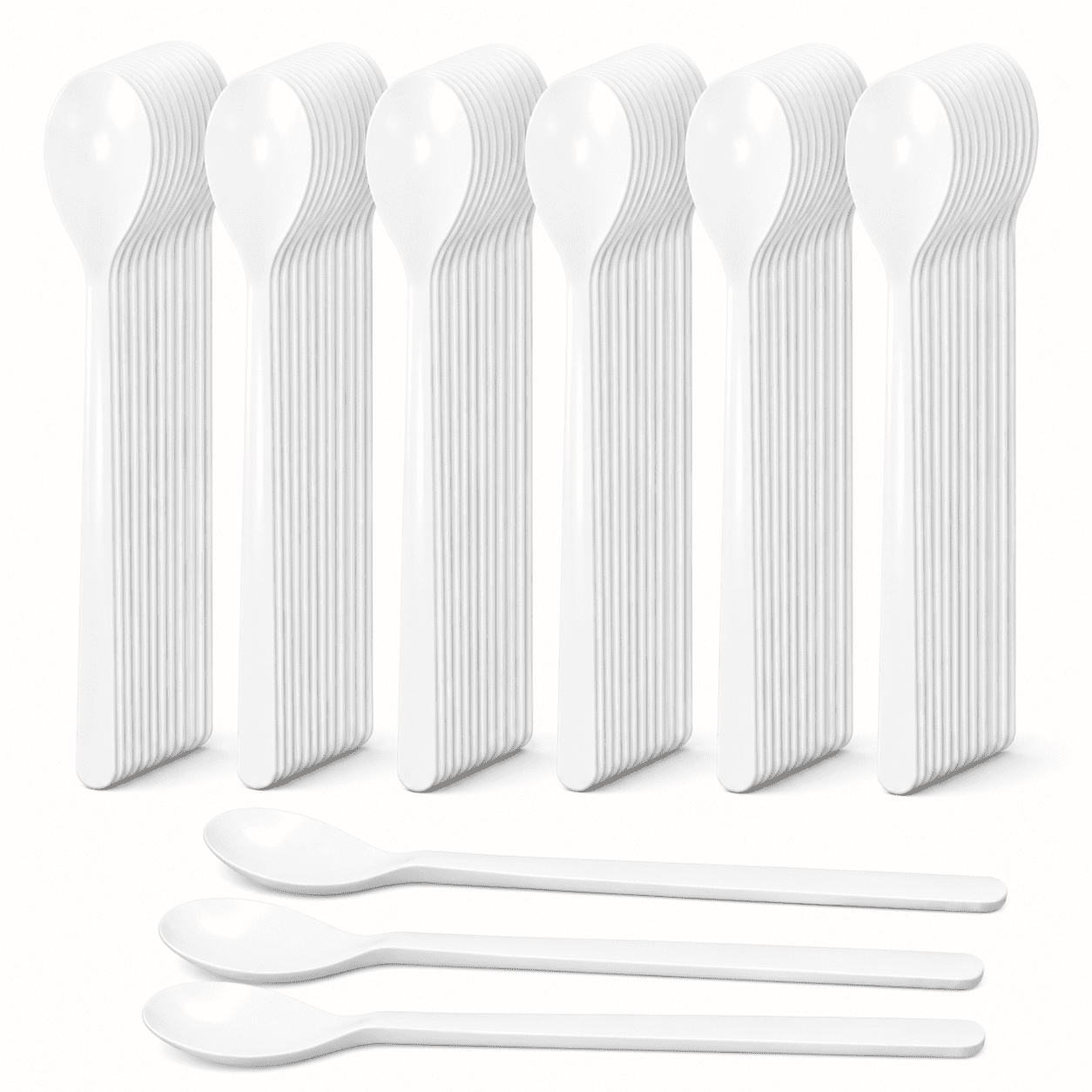 Long Handle Plastic Spoons, 100 Count Heavy Duty Disposable Sundae ...