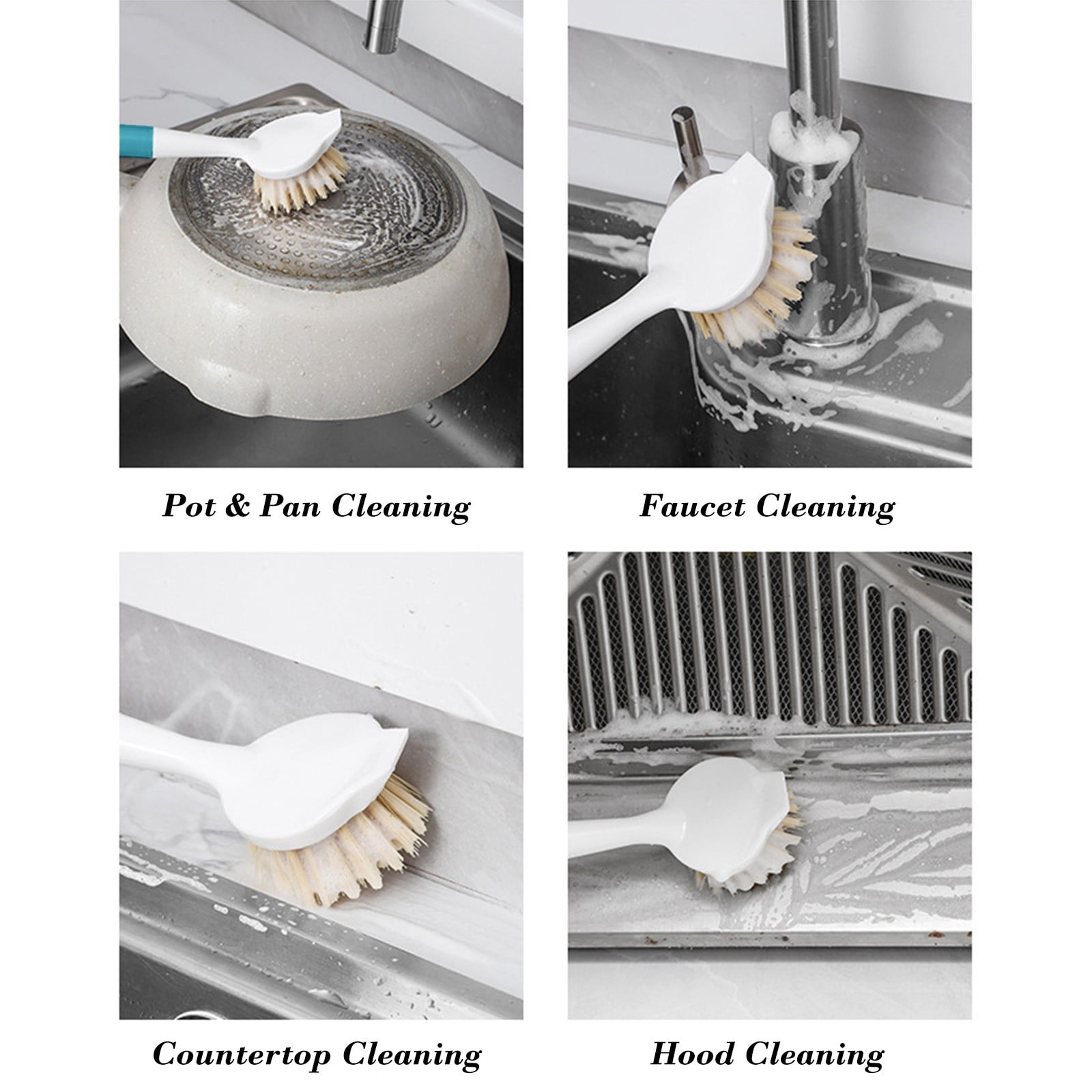 Long Handle Pot Brush with Sturdy Bristles for Kitchen Cleaning, Non-Greasy for Cookware and ...