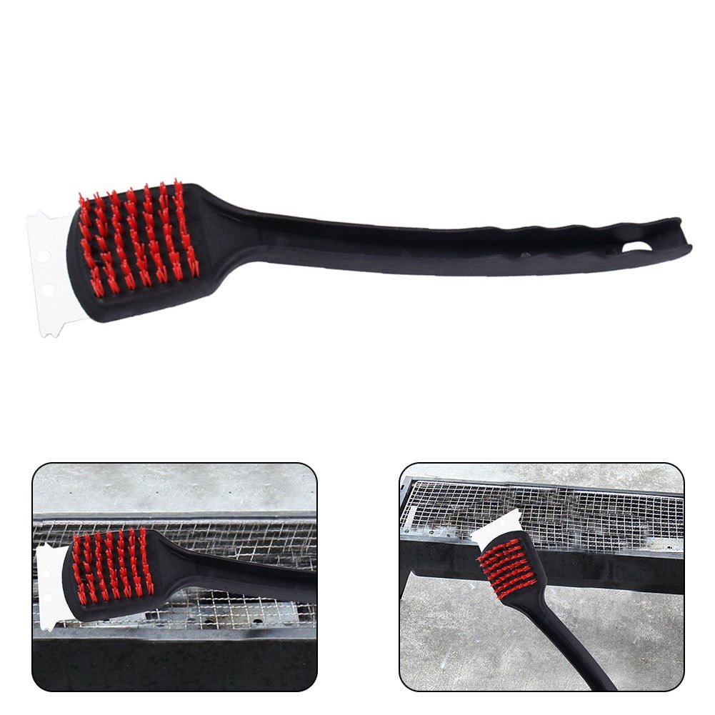Long Handle Safe Nylon Bristle Bbq Grill Cleaning Brush Steel Scraper ...
