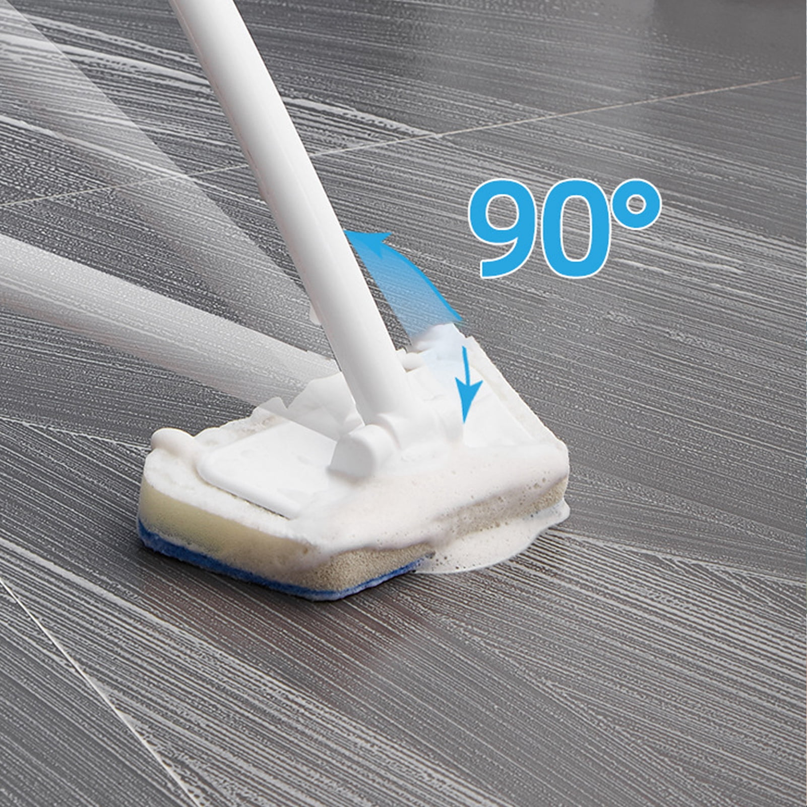 Long Handle Sponge Cleaning Brush with 3 Replacement Heads for Bathtub ...