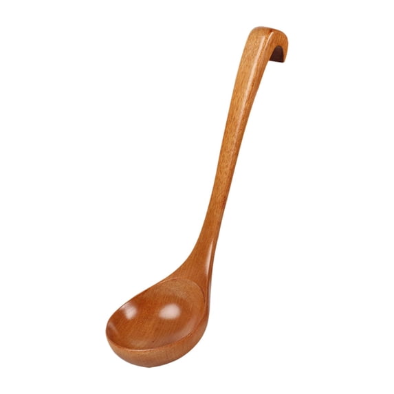 Long Handle Spoon Wooden Ladle Scoop Hanging Hook Non Stick Large Size ...