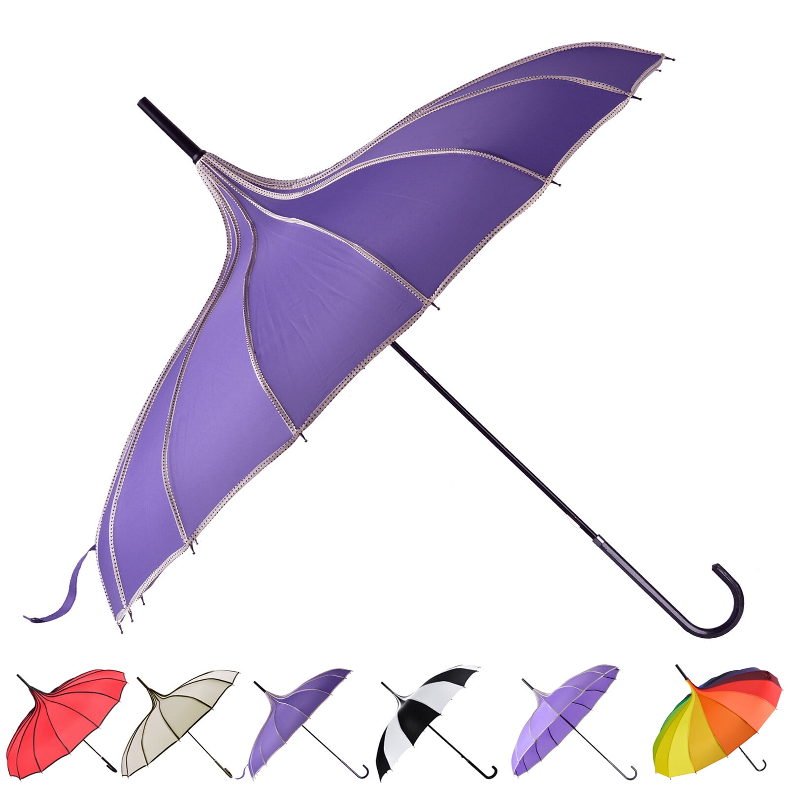 Long Handle Sun Umbrella, Retro Pagoda Parasol Umbrella, UV Protection ...