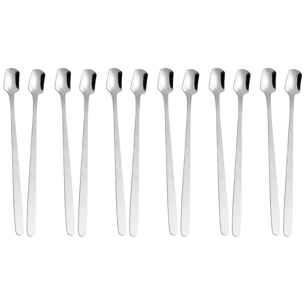 Long Handle Teaspoon 12-Piece, 14.5cm Stainless Steel Mixing Stirring ...