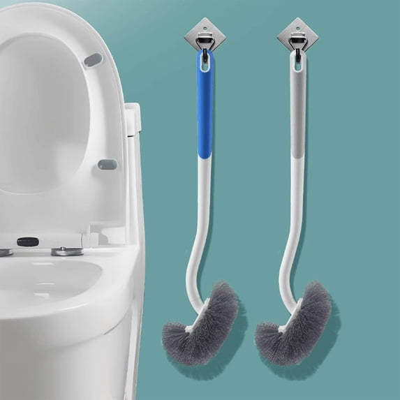 Long Handle Toilet Brush with 360° Cleaning Head | Squatting No Dead ...