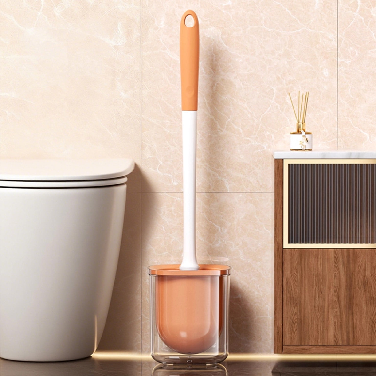 Long Handle Toilet Brush, Wall Mount or Stand, Drip Dry Base with Vents ...